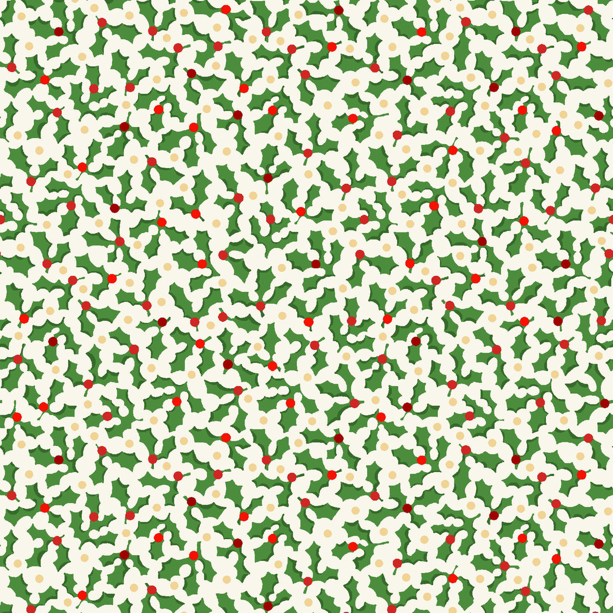 Metallic Mini Holly Cotton Fabric White MASM9917-SW Joyful by Maywood ...